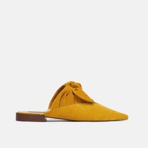 Zara | Shoes | Zara Mule With Bow Mustard Yellow Size 6 Nwt | Poshmark